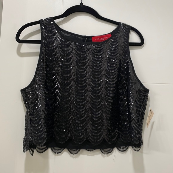 AKIRA | Tops | Midriff Black Sequin Top | Poshmark